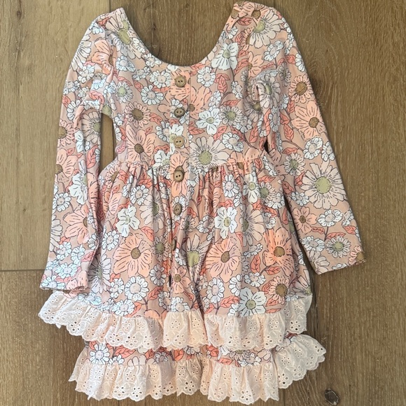 cheeky plum | Dresses | Cheeky Plum Pink Floral Dress With Lace Ruffles ...